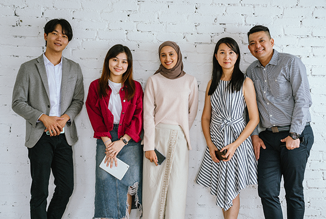 Group Of Asian People Happy Young Asian Group Walking Together Stock